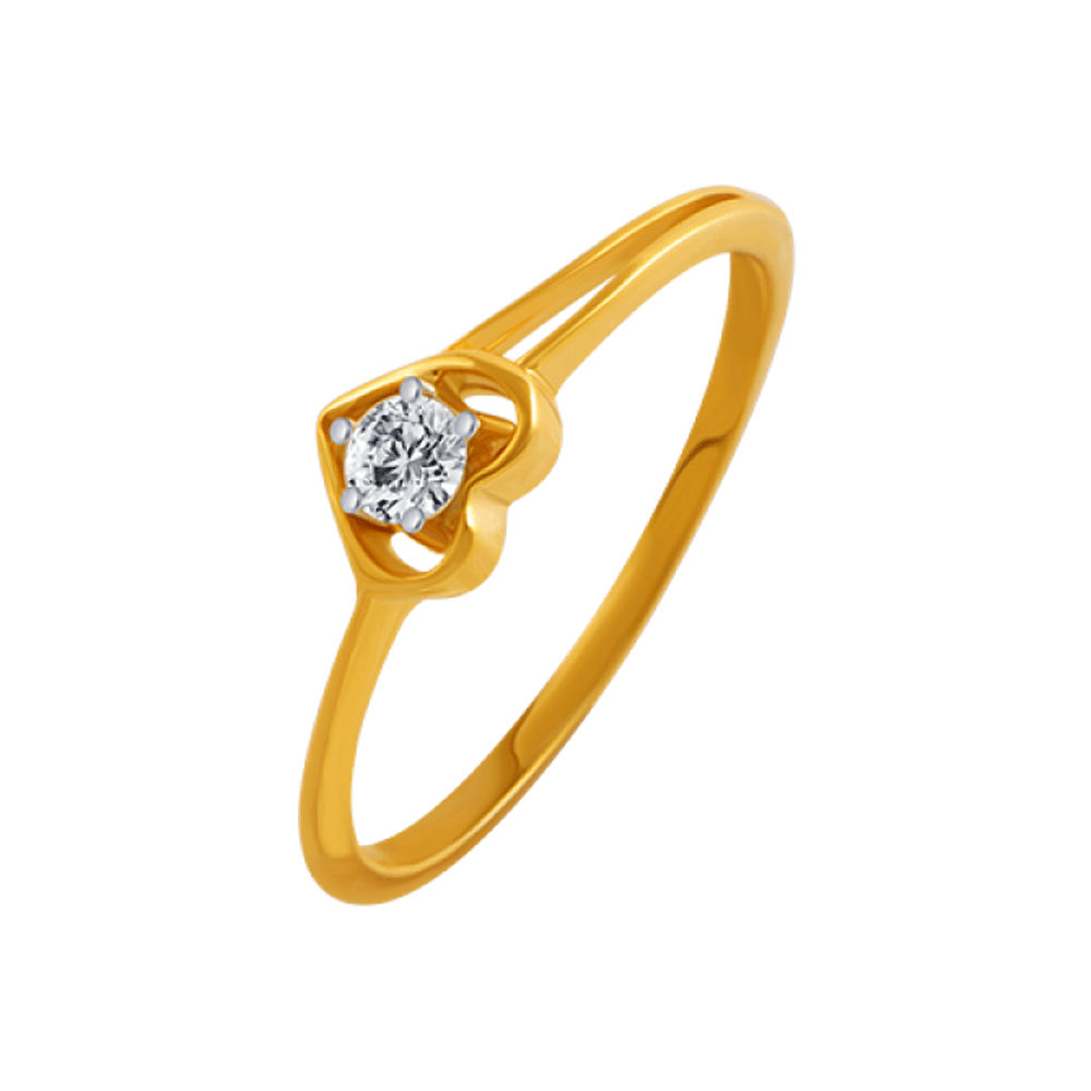 Heartshapped 14K Yellow Gold Ring with a stone at the centre – P.C ...