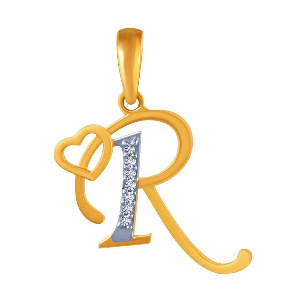 Unique 14K 'R' Letter Heart Gold Pendent | PC Chandra Jewellers – P.C ...