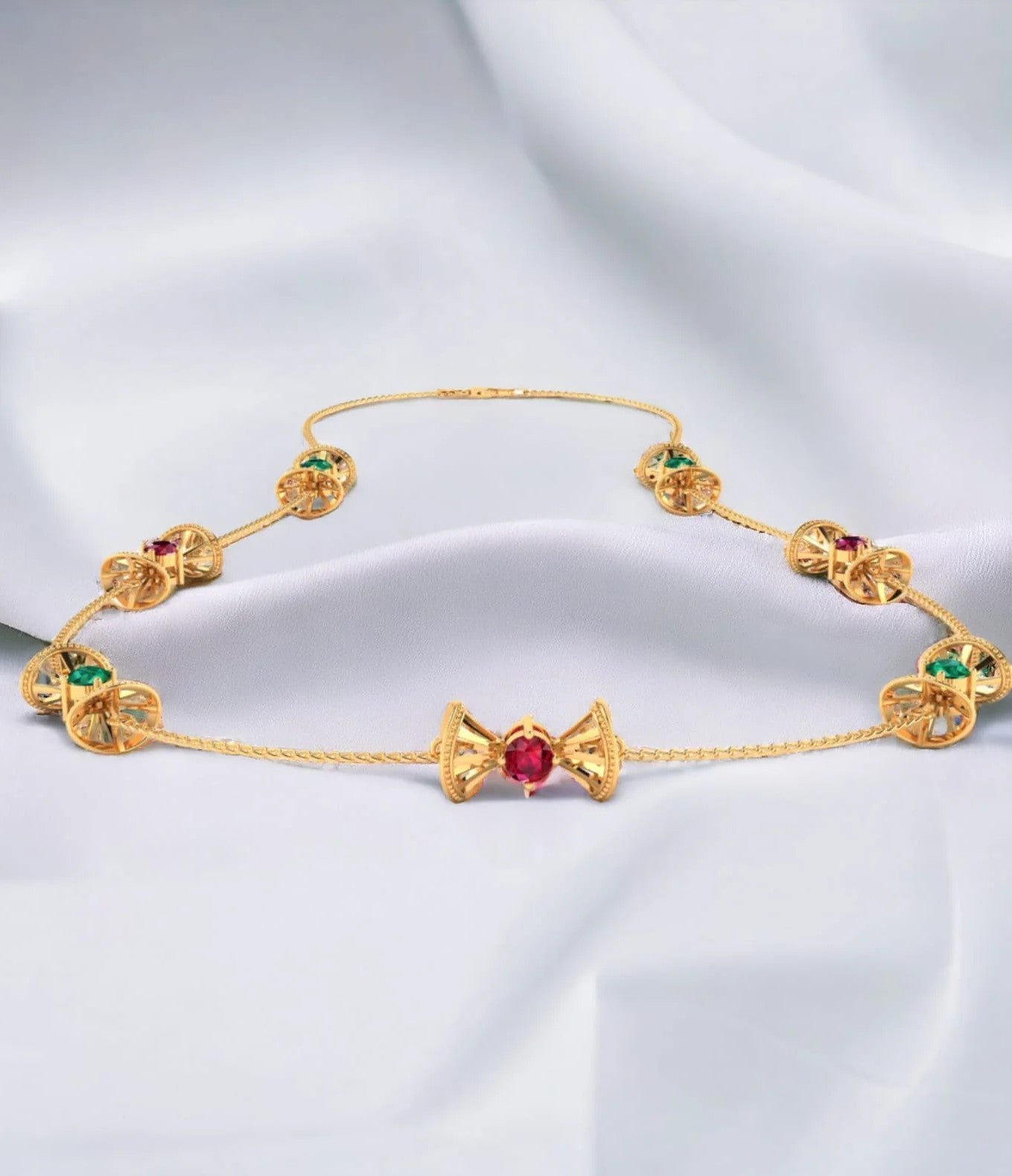 14K Gold Necklace With Bow Design, Chain Style | PC Chandra Amazea ...