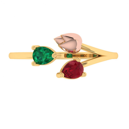 Buy PC Chandra’s 14KT Gold Finger Ring in Traditional Floral Design ...