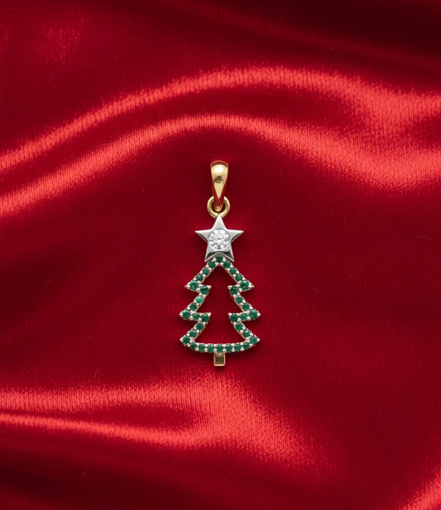 Evergreen Star 14KT Diamond Christmas Tree Pendant (without chain) – P ...