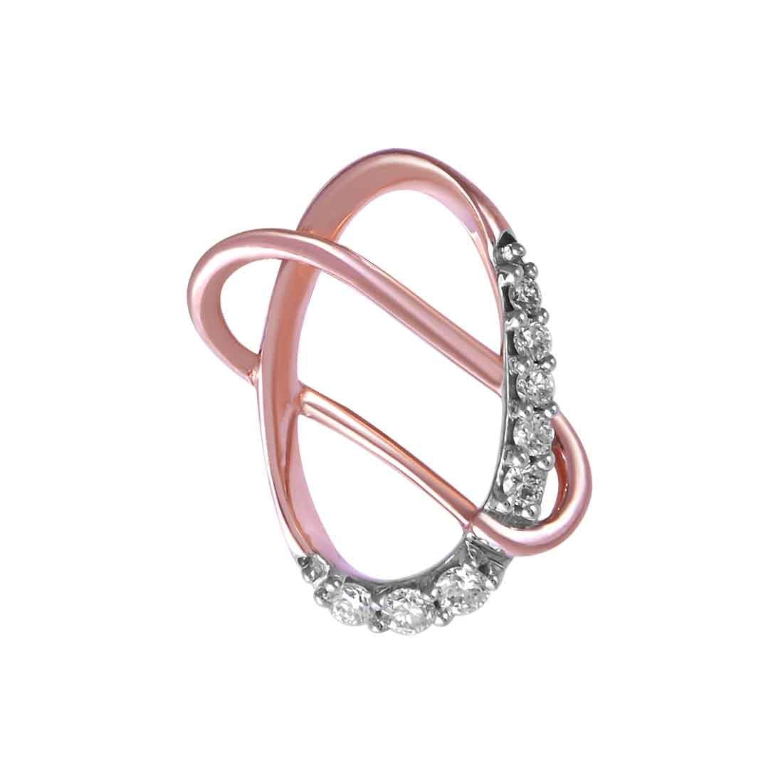 14k Rose Gold Pendant With Circular Interlapping Diamond Enhancements ...