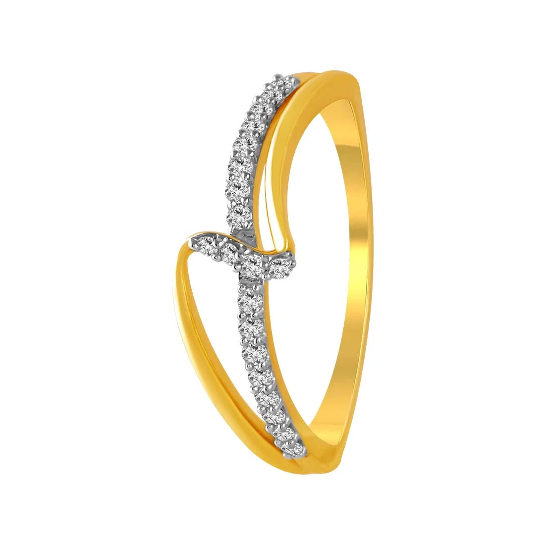 14K Gold Twisted V-shaped Diamond Ring With Diamond-studded Bands – P.C ...