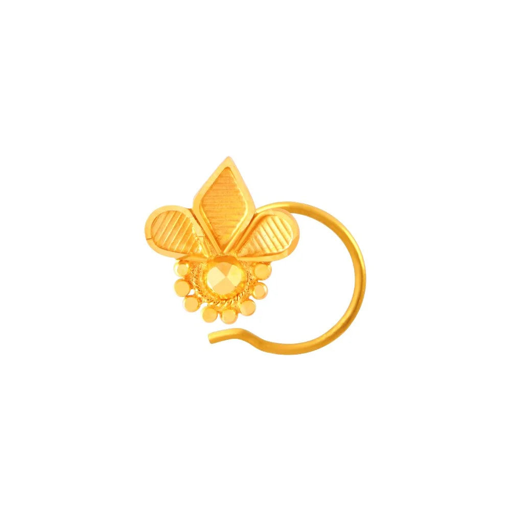 14K Gold Leaf Motif Nose Pin| Unique Amazea Collections by PC Chandra ...