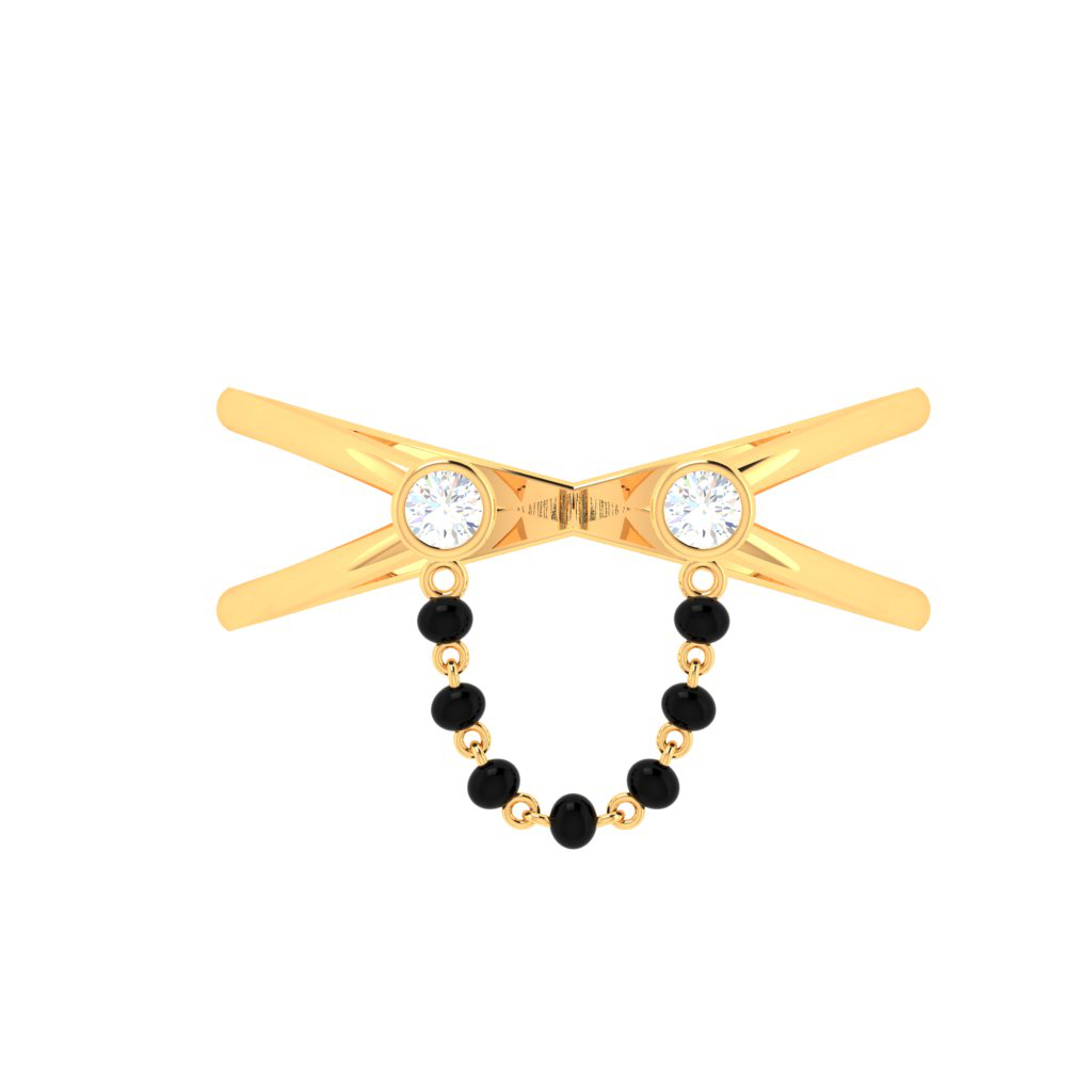 Dainty Gold Mangalsutra Ring with two diamonds | PC Chandra Jewellers ...