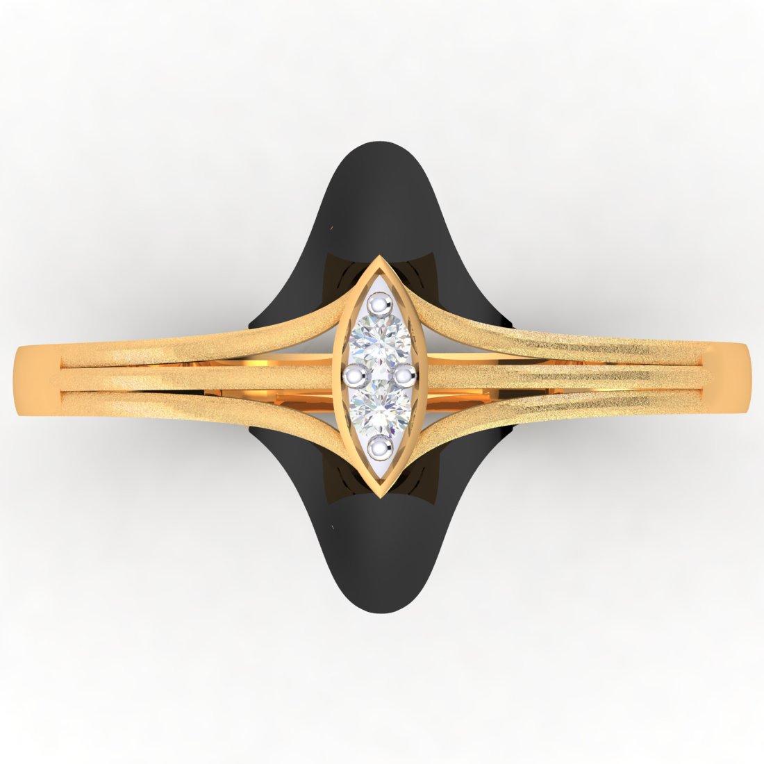18K Diamond Ring with a Central Marquise-Cut Diamond & Black Meena | PC ...