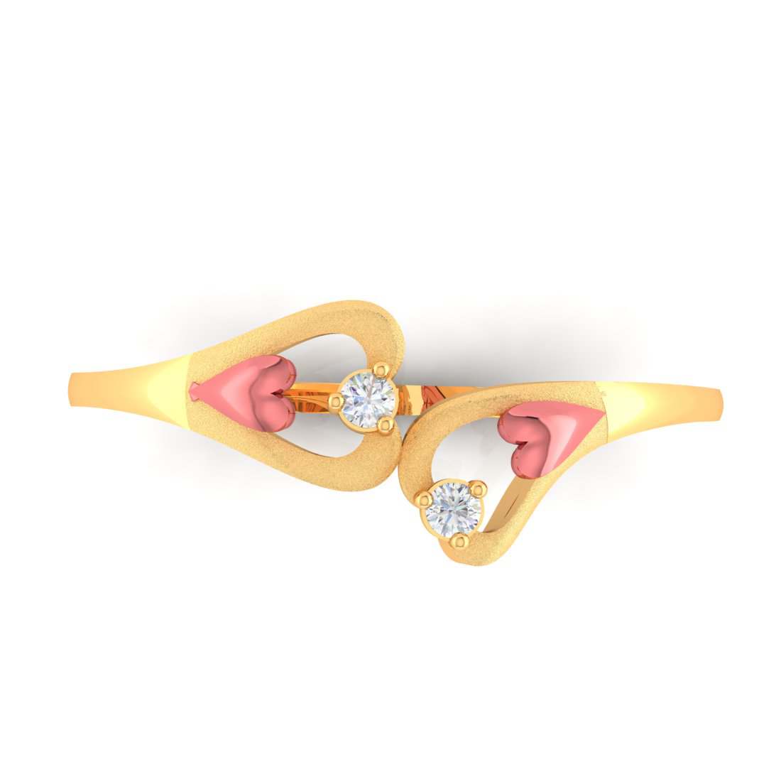 Unique 22K Gold Pink Hearts with Diamonds Ring | PC Chandra Jewellers ...