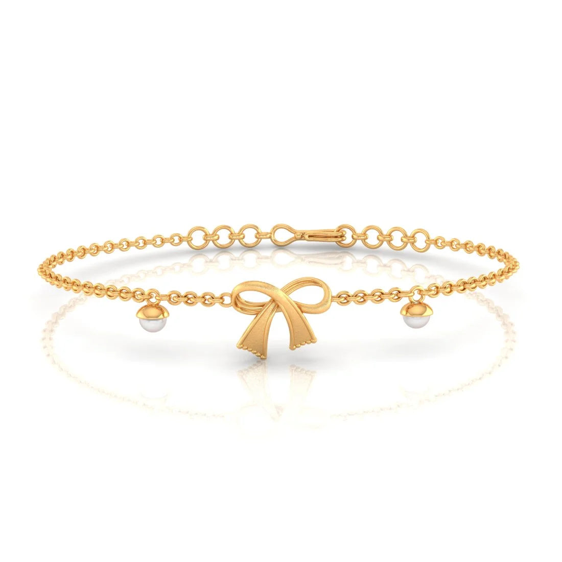 18K Gold Bracelet Ribbon Design & Embedded Pearls | PC Chandra Online ...