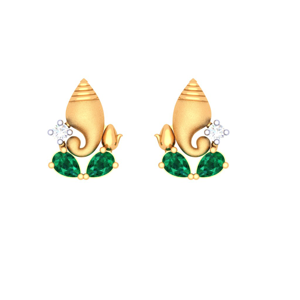 Lord Ganesha 18K Gold And Diamond Earrings Design | PC Chandra – P.C ...
