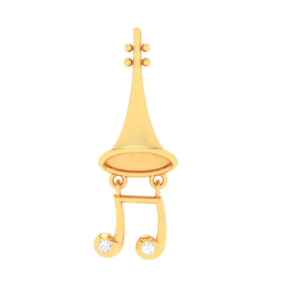 18KT Musical Note Trumpet Gold Pendant | Diamond Collection | Light ...