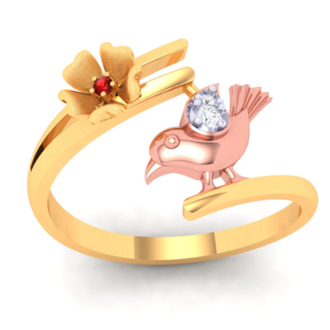 diamond ring with a rose gold bird \ Diamond ring for women – P.C ...