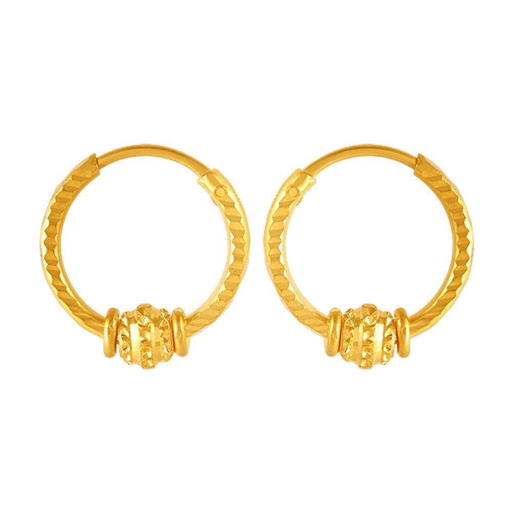 22K Gold Carved Hoop Earrings and detailed bead accents | Exclusive ...