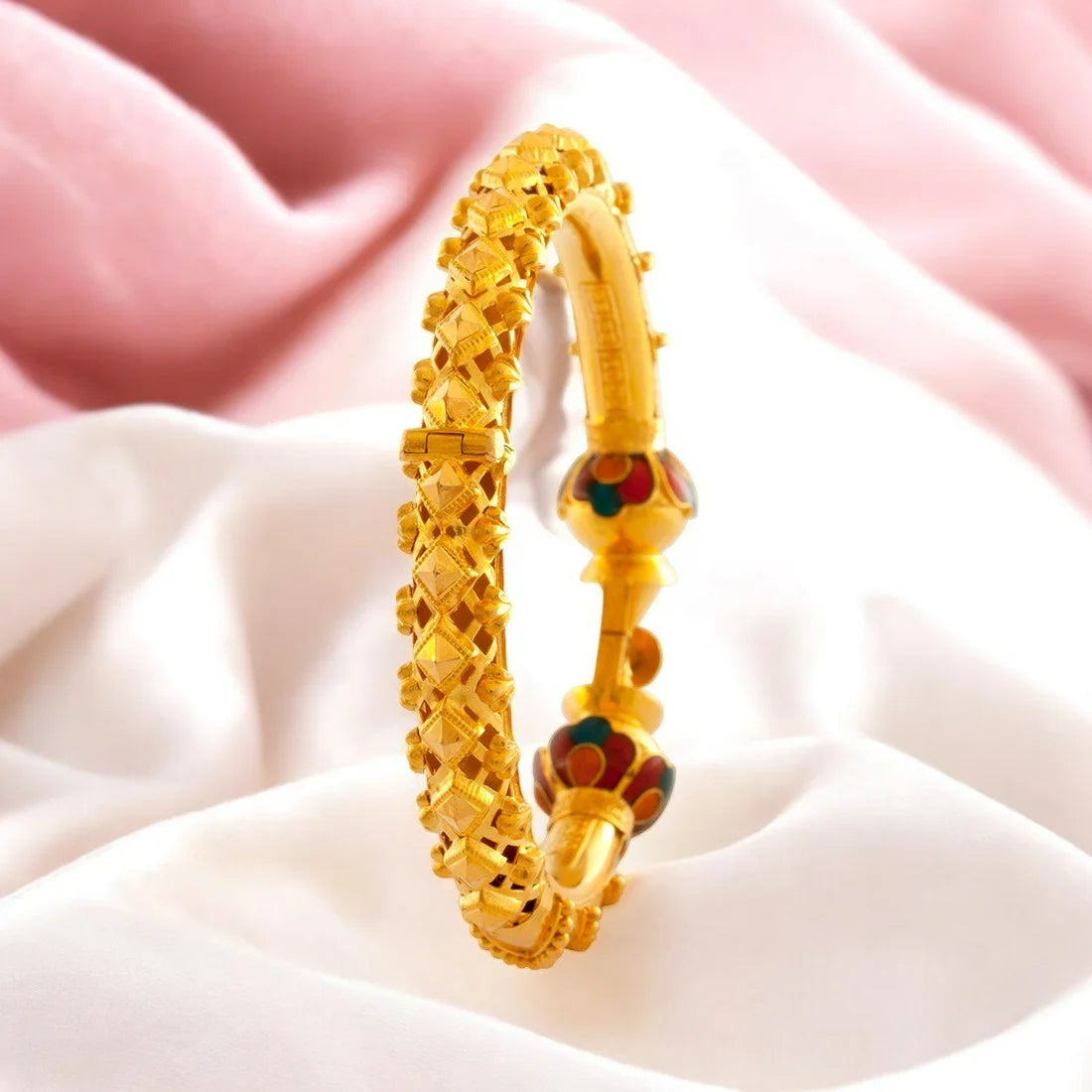 22K Gold Bangles with Elegant Flower Motif | Mugdhaa Collection from PC ...