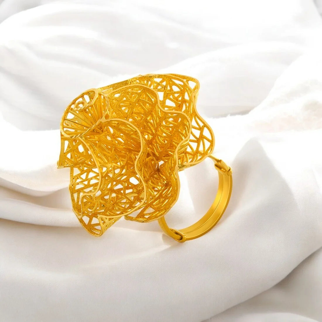 22K Gold Ring with Woven Flower Motif | Mugdhaa Collection from PC ...
