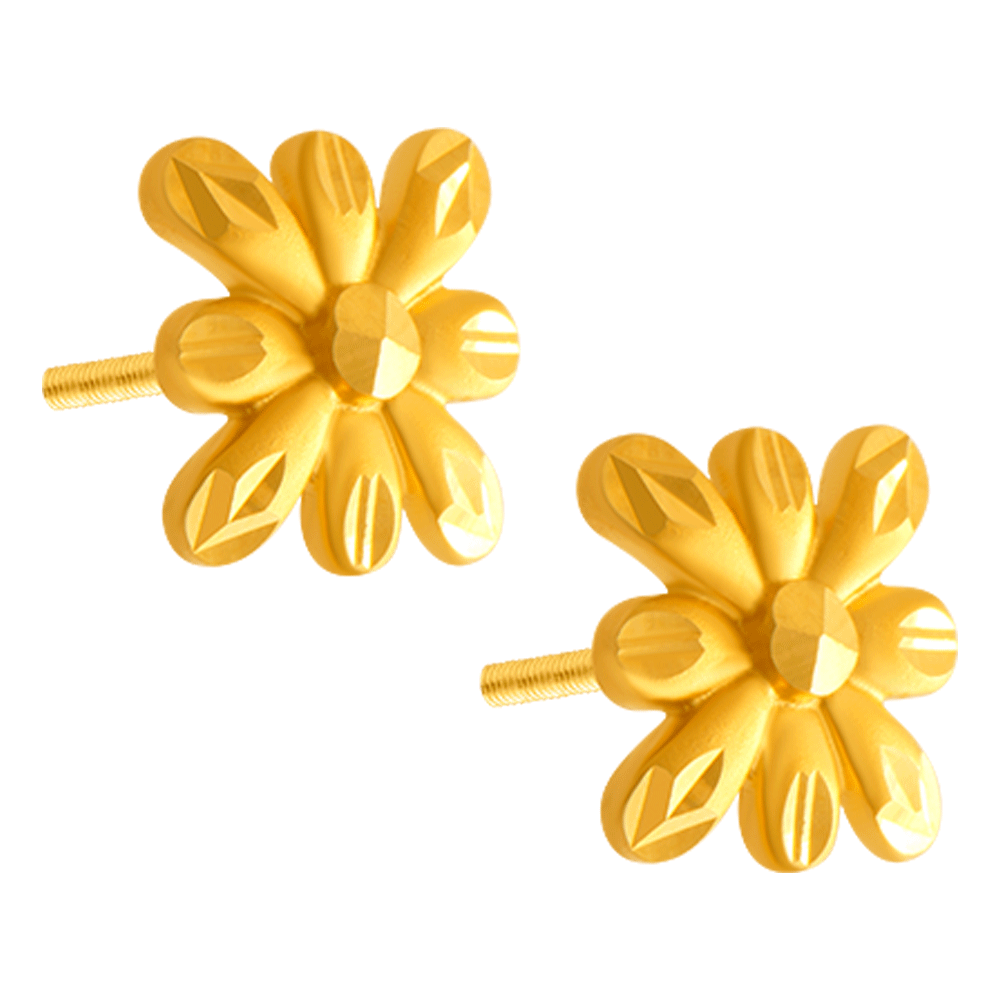Buy PC Chandra 22KT Gold Flower Design Stud Earrings Online | PC ...