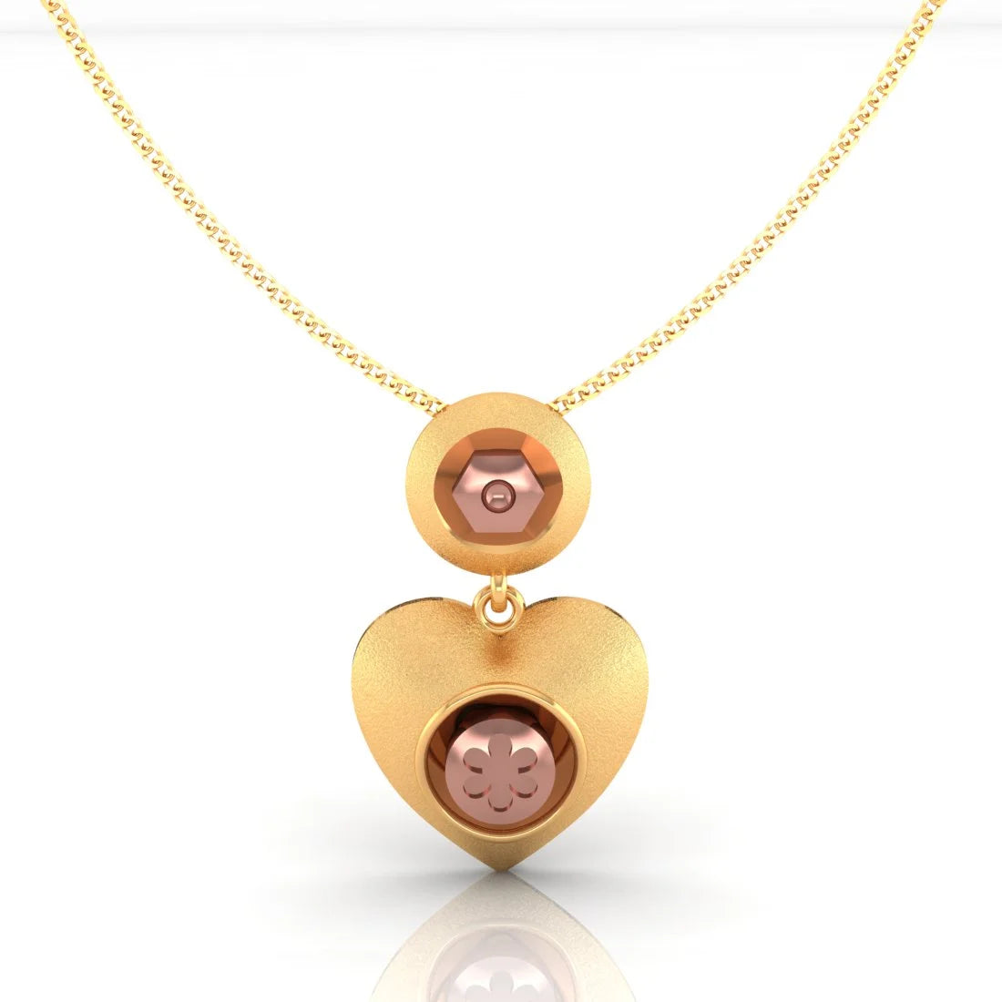 22K Gold Layered Heart Pendant with Dual-Tone Accents | Heart and ...