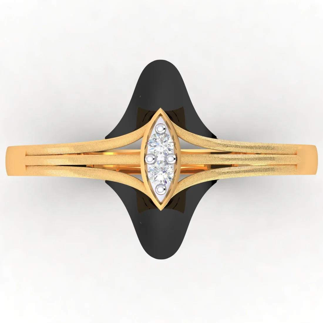 22k Gold Ring with a Central Marquise-Cut Stone & Black Meena | PC ...