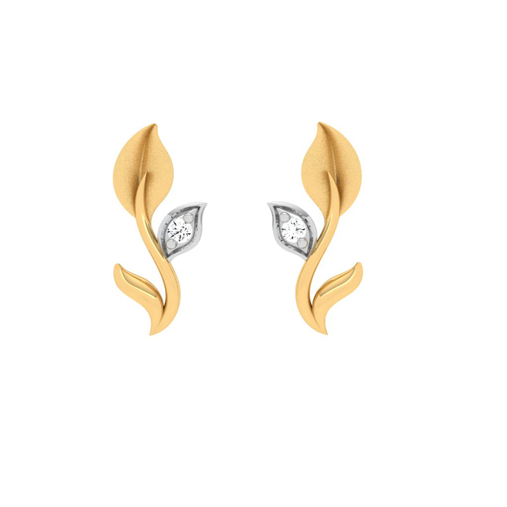 Leaf-Shaped Gold Earring Design for Females and Ladies | PC Chandra ...