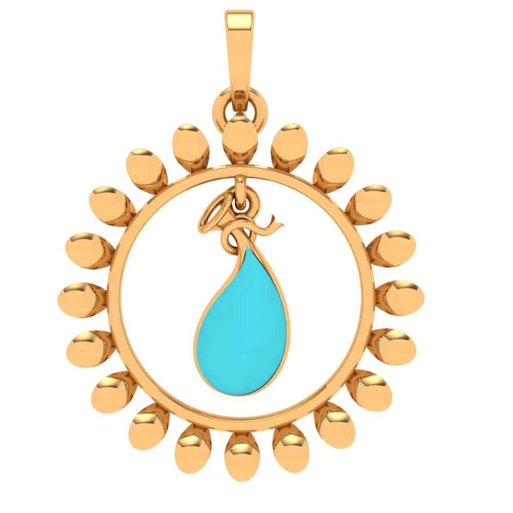22K Sun Shaped Blue Stone Studded Gold Pendant - PC Chandra Jewellers ...