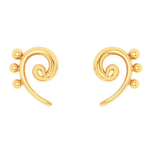 22KT Unique Kolka Shape Three Dots Gold Stud Earrings | Online ...