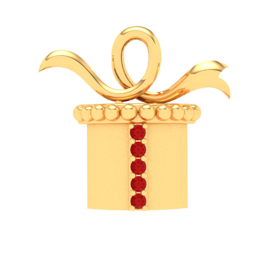 gift box shaped gold pendant with red stones\ gold pendant designs\ 22k ...
