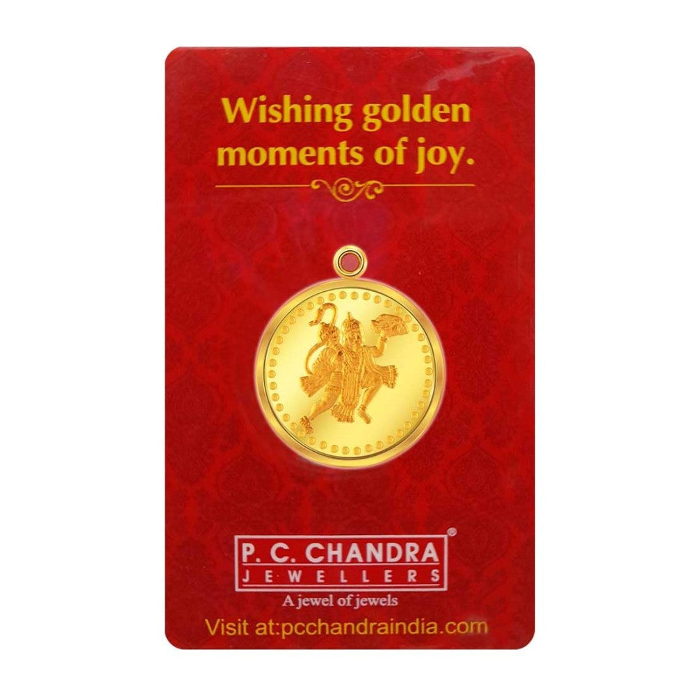 10 gm 22k Gold Coin Pendant Online| Lord Hanuman Design Gold Coin ...
