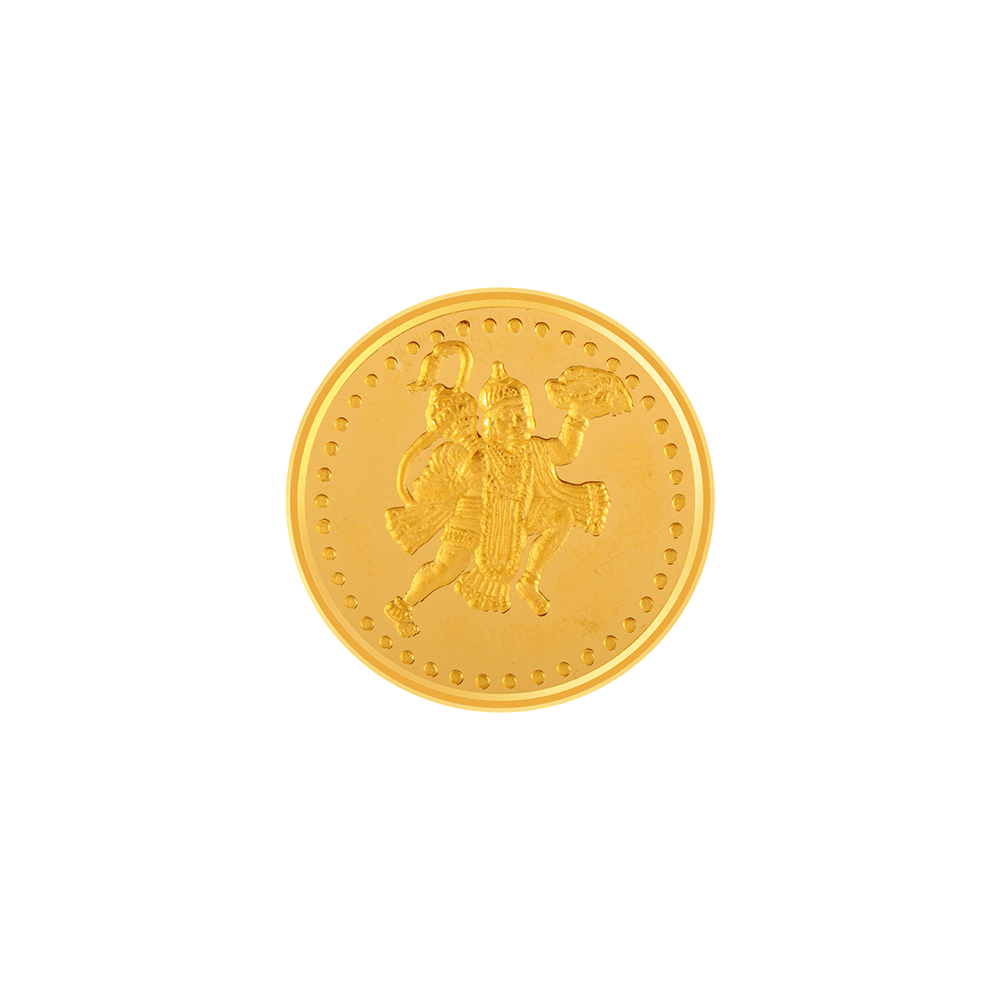 P.C. Chandra Jewellers 22k (916) 5 gm Hanuman Yellow Gold Coin
