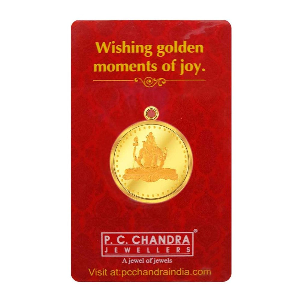 5 gm 22k Lord Shiva Design Gold Coin Pendant| PC Chandra Gold Coin ...
