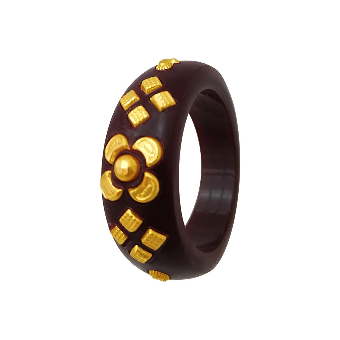 22k Brown Pola Gold Ring With Floral Embellishments | Online Exclusive ...