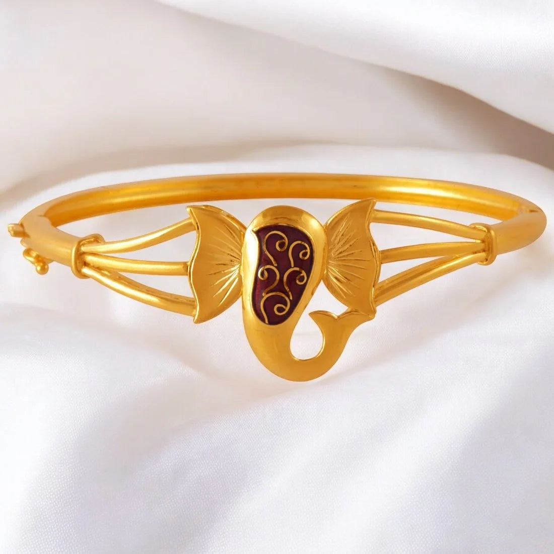 22K Gold Bangle with Ganesha Inspired Elephant Design | Mugdhaa ...