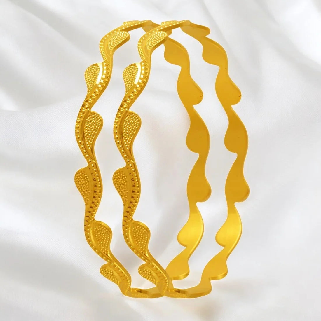22K Gold Wavy Bangles with Textured Design | Mugdhaa Collection from PC ...