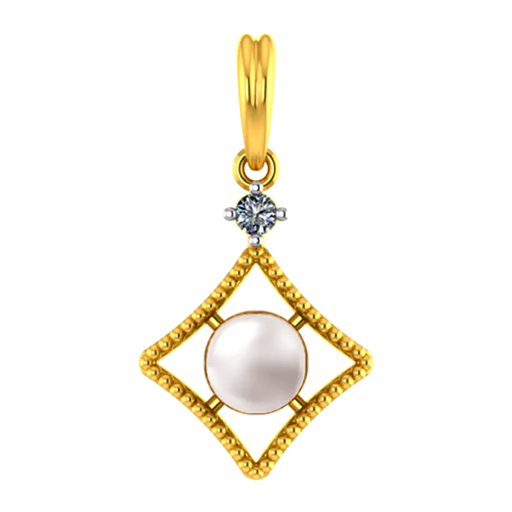 Shop now Exclusive 22K Diamond shaped gold pendant with a pearl of PC ...