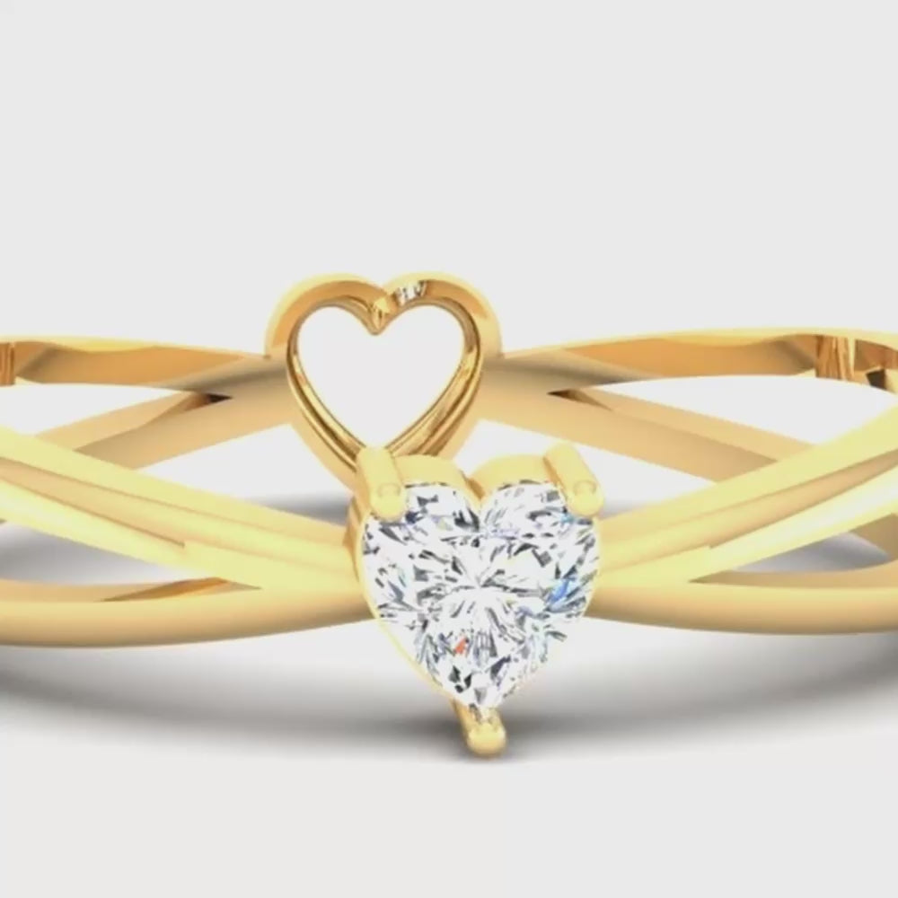 P.C. Chandra Jewellers 18KT Gold Heart-Shaped Diamond Ring for Women ...